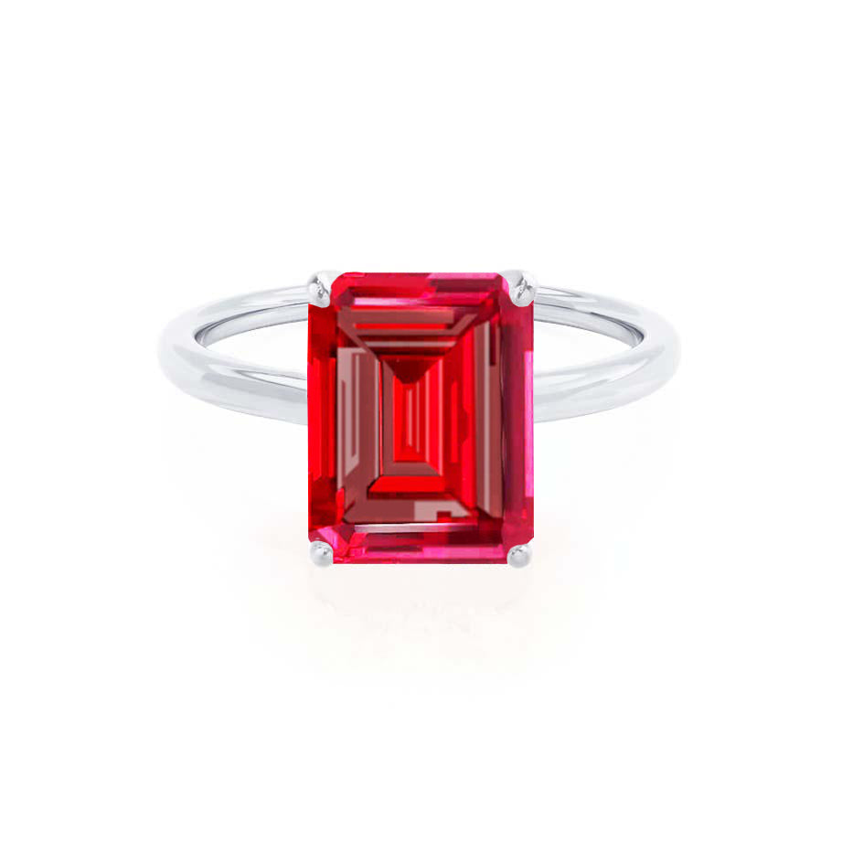 Lulu Emerald Ruby Platinum 950 Petite Solitaire Ring – Lily Arkwright
