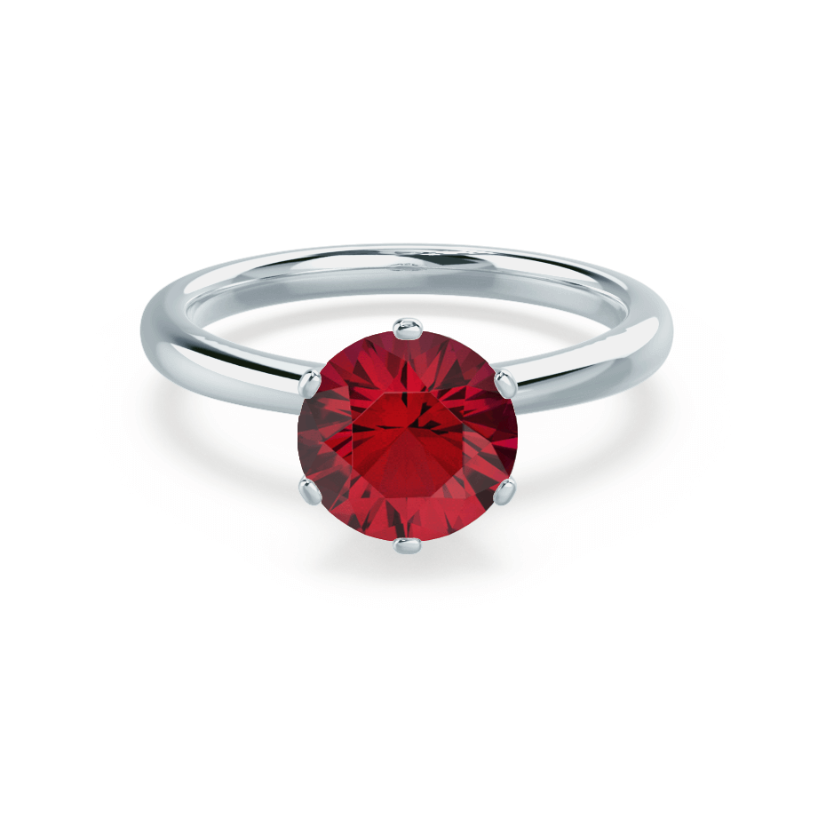 SERENITY - Chatham® Lab Grown Red Ruby Platinum Solitaire – Lily Arkwright Diamond Rings