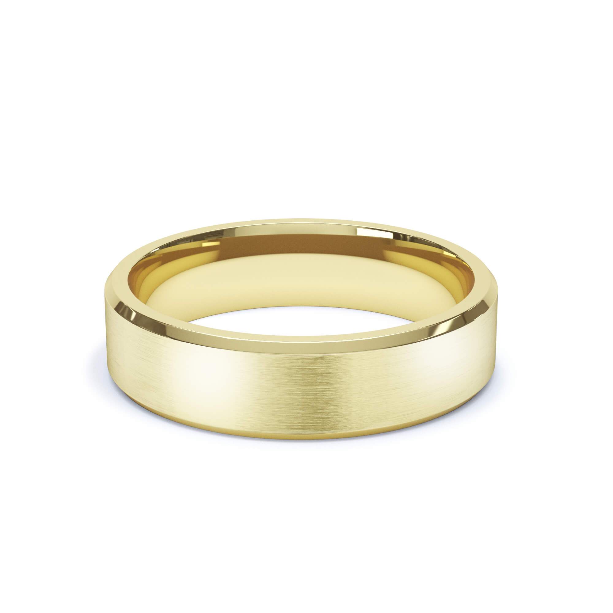 - Bevelled Edge Satin Polish Wedding Ring 9k Yellow Gold | Lily ...