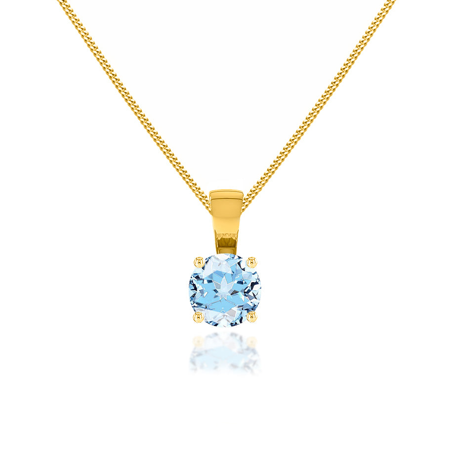 AURORA - Round Aqua Spinel 18k Yellow Gold Solitaire Pendant | Lily ...