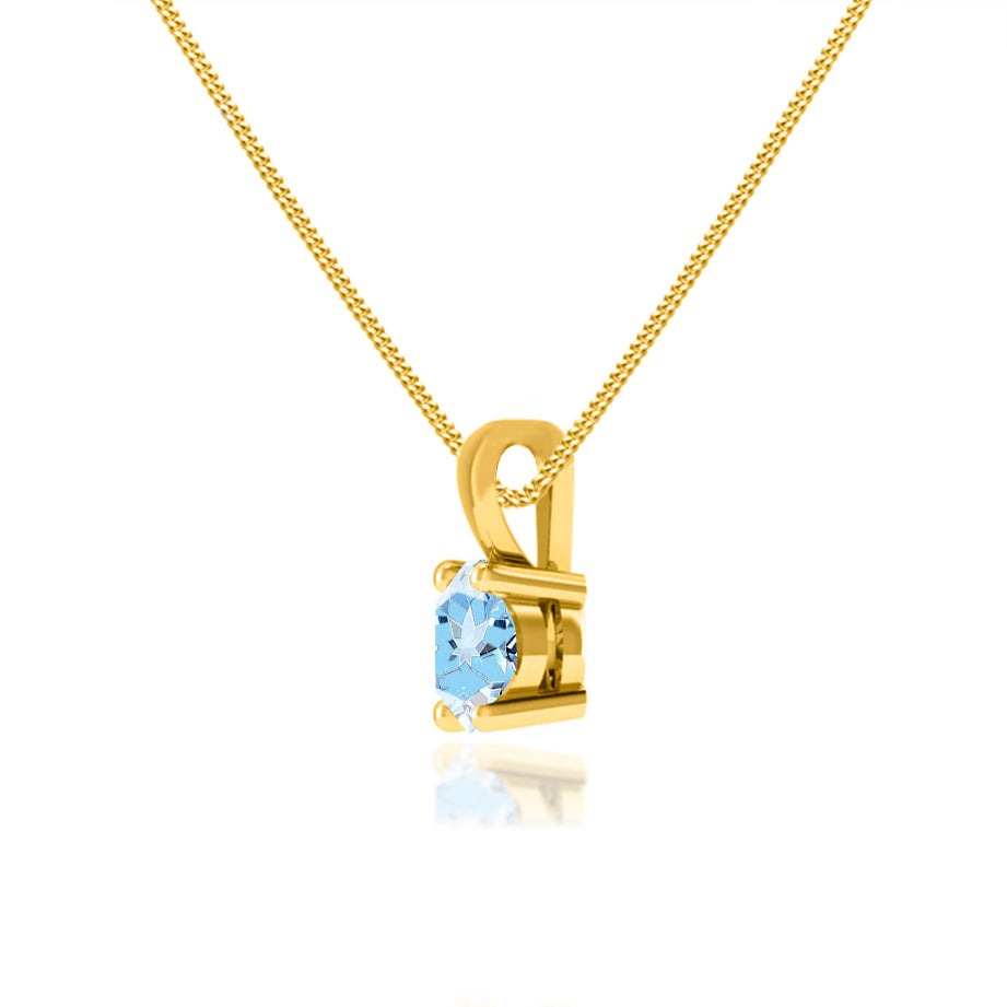 AURORA - Round Aqua Spinel 18k Yellow Gold Solitaire Pendant | Lily ...