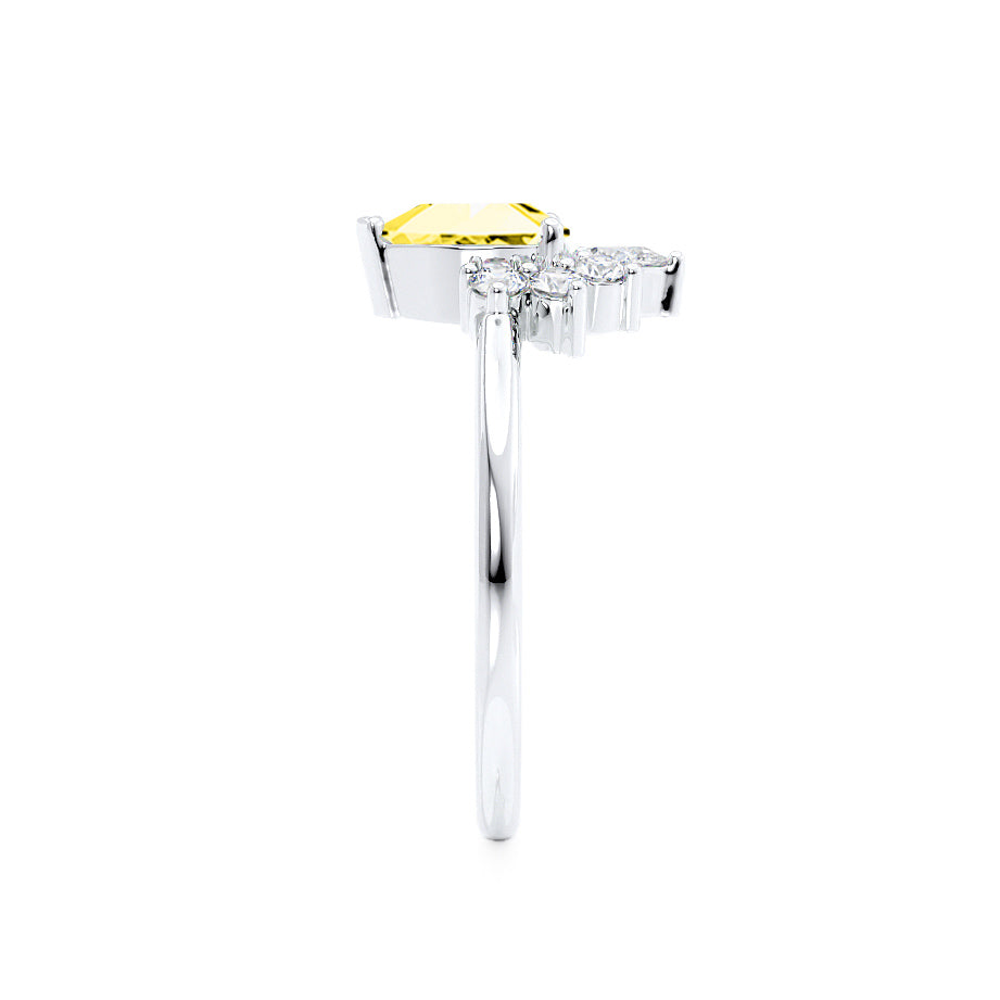 BALLET - Chatham® Pear Yellow Sapphire & Diamond Half Halo Tiara Ring ...