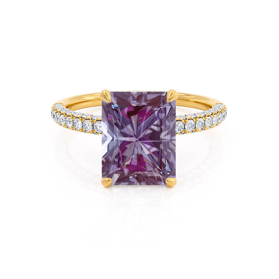 COCO - Chatham® Radiant Alexandrite & Diamond 18k Yellow Gold Petite H ...