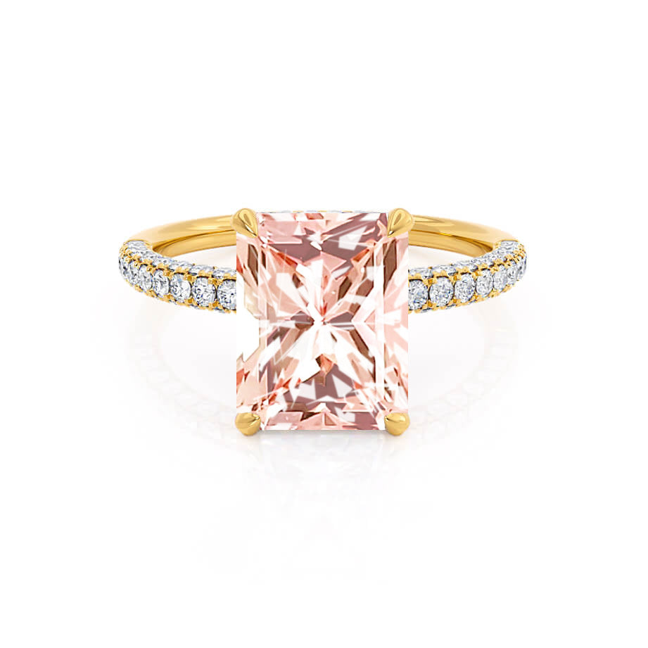 COCO - Chatham® Radiant Champagne Sapphire & Diamond 18k Yellow Gold P ...