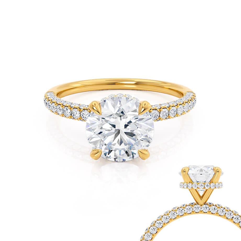 Coco Round Natural Diamond 18k Yellow Gold Petite Hidden Ring | Lily ...