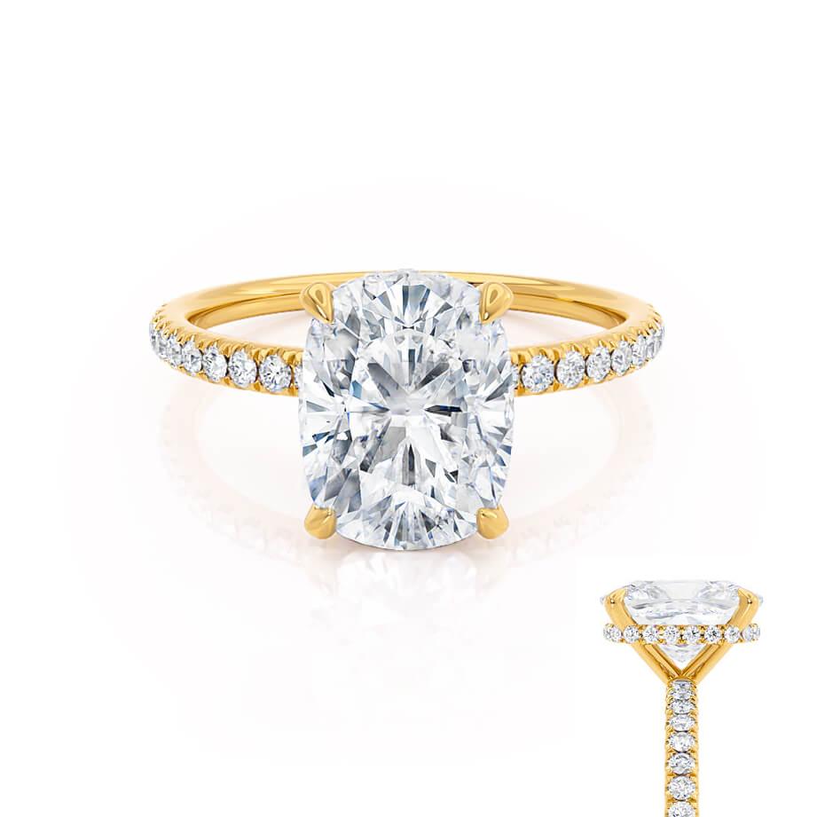 LIVELY - Elongated Cushion Natural Diamond 18k Yellow Gold Petite ...