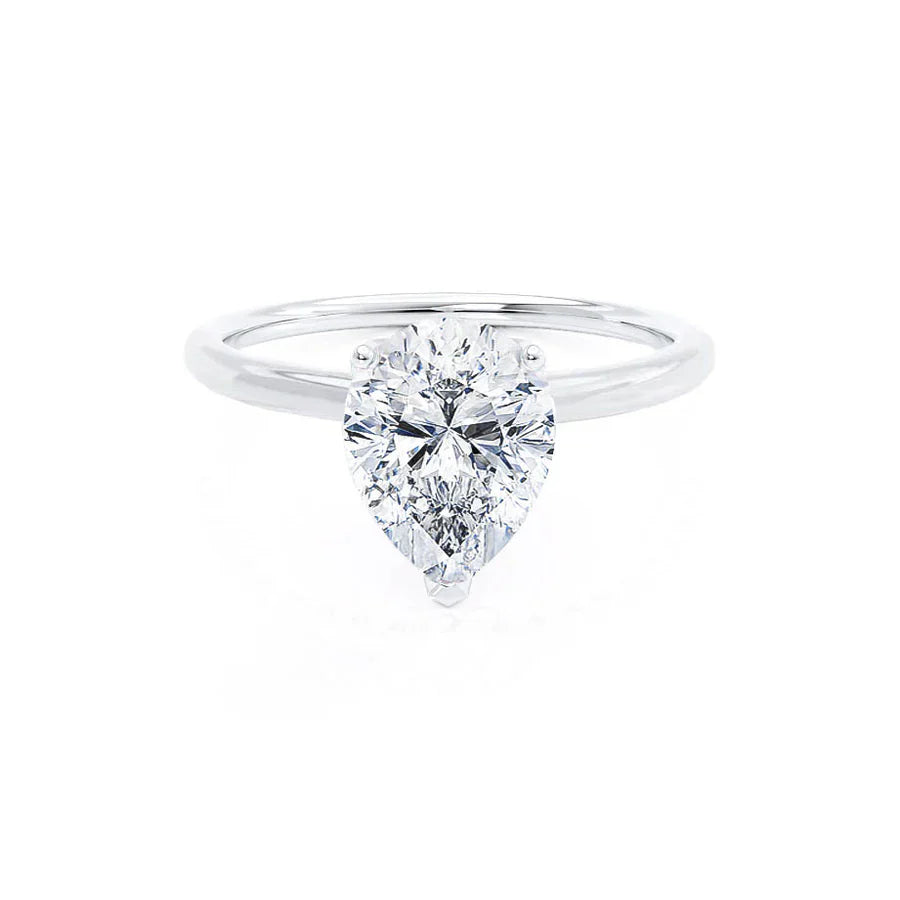 Lulu Pear Natural Diamond Platinum Petite Solitaire – Lily Arkwright ...