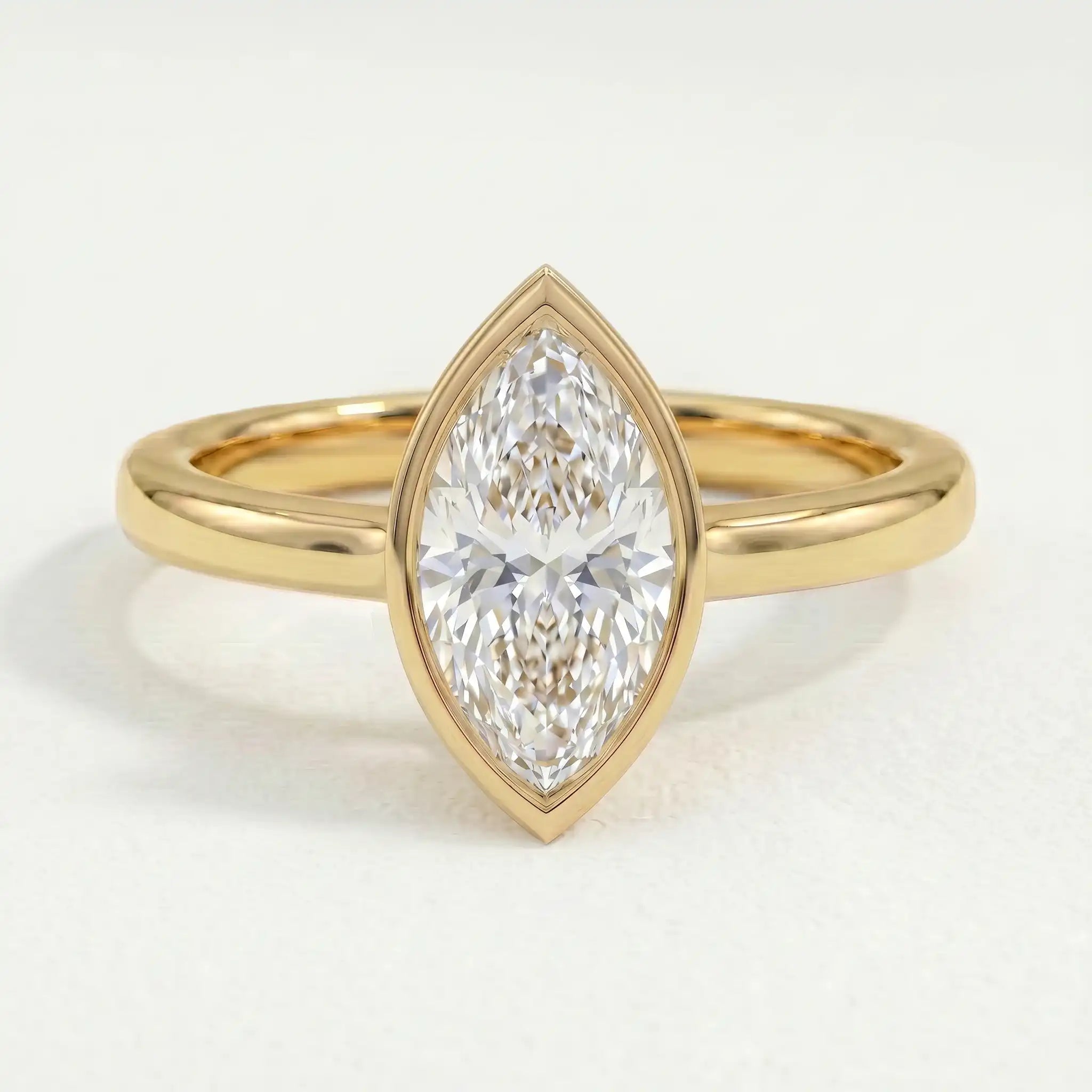 Margot Marquise lab diamond 18k Yellow Gold Bezel Solitaire Ring | Lily ...
