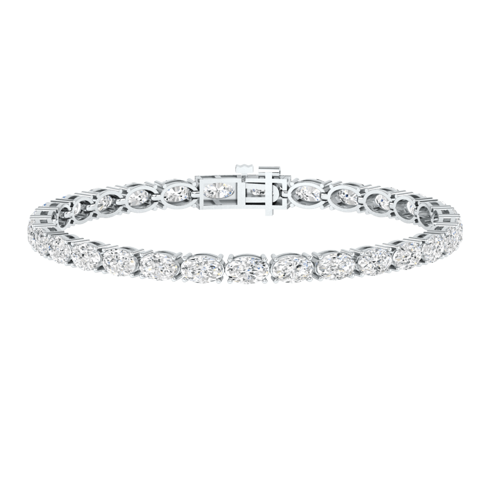 MONACO - Oval Horizontal 5 Total Carat Lab Diamond Tennis Bracelet 18k ...