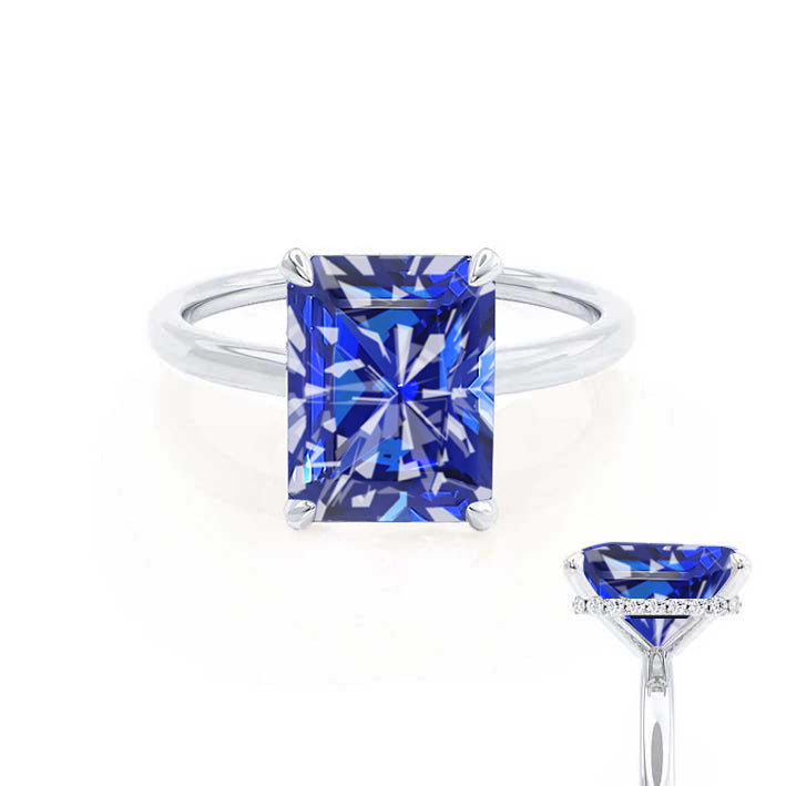 PARIS - Chatham® Radiant Blue Sapphire & Diamond 950 Platinum Petite H ...