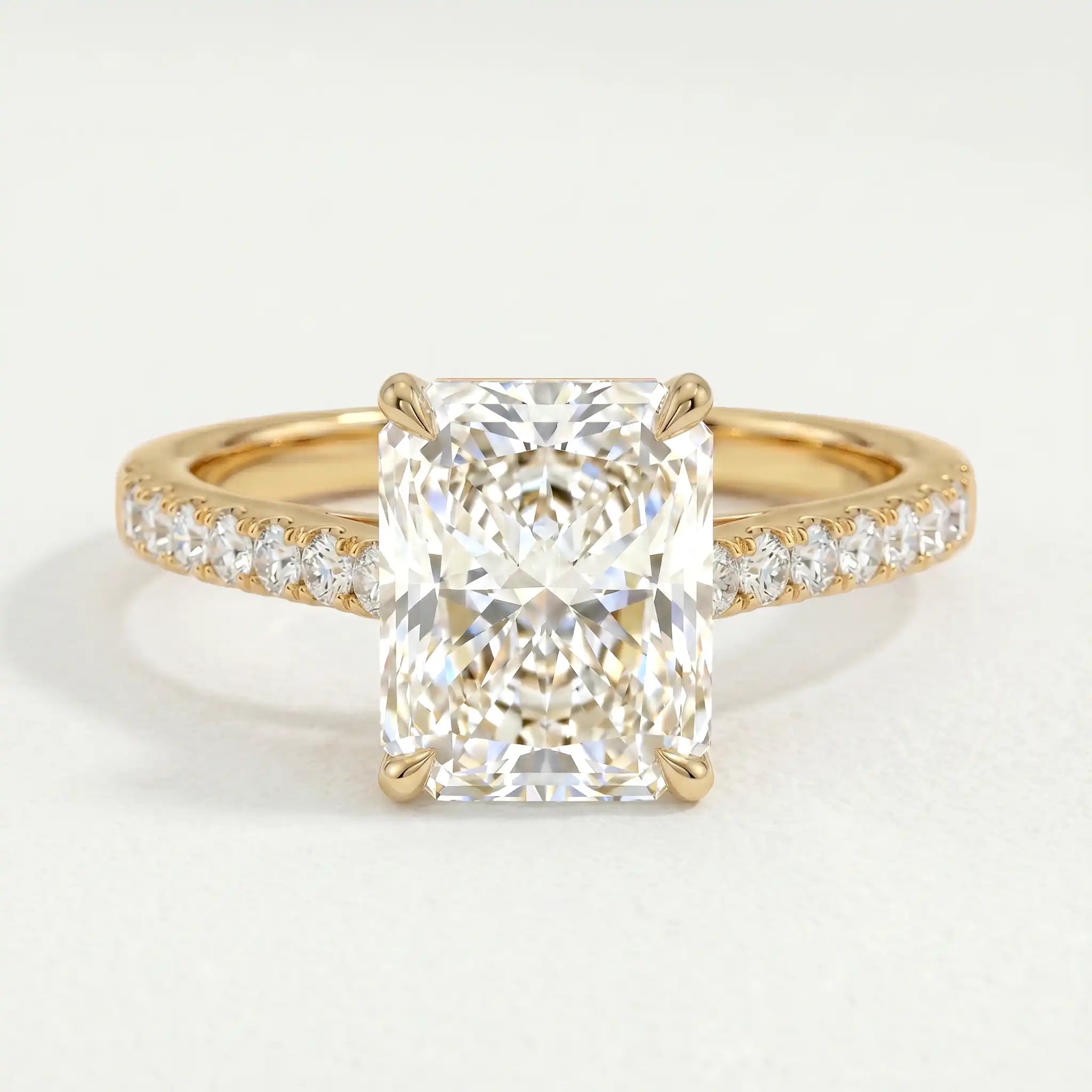 VIOLA - Radiant Lab Diamond 18k Yellow Gold Shoulder Set Engagement ...