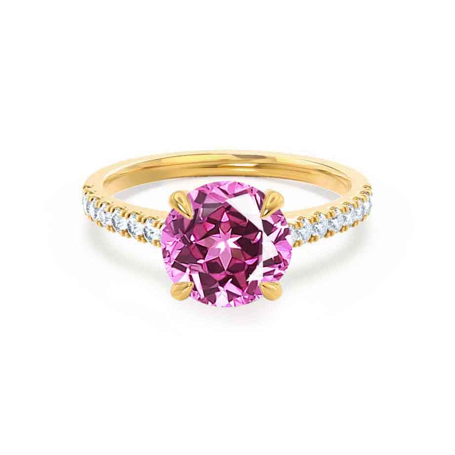 VIOLA - Chatham® Round Pink Sapphire Solitaire Engagement Ring 18k Yel ...