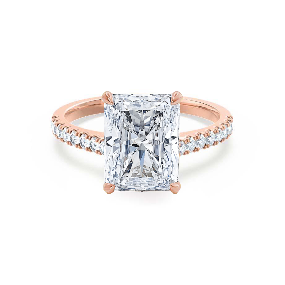 Viola radiant Lab Diamond 18k Rose Gold Shoulder Set Ring – Lily ...