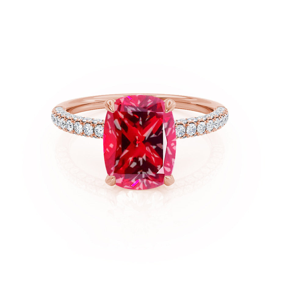 COCO - Chatham® Elongated Cushion Cut Ruby 18k Rose Gold Petite Hidden – Lily Arkwright