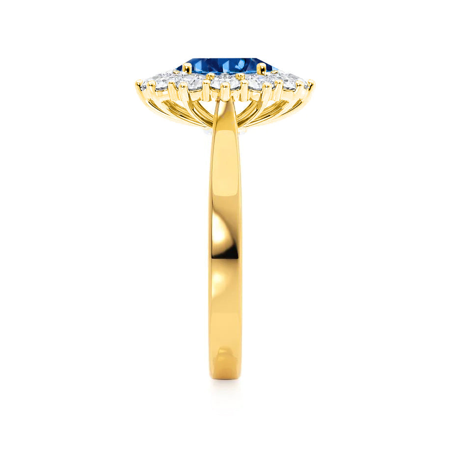 Princess Diana Sapphire Engagement Ring | DIANA Yellow Gold Halo | Lily ...