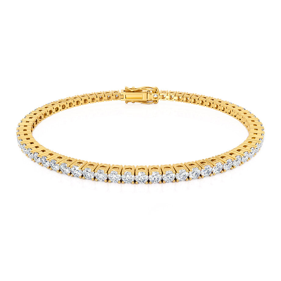 MONACO - 5 Total Carat Lab Diamond Tennis Bracelet 18k Yellow Gold ...