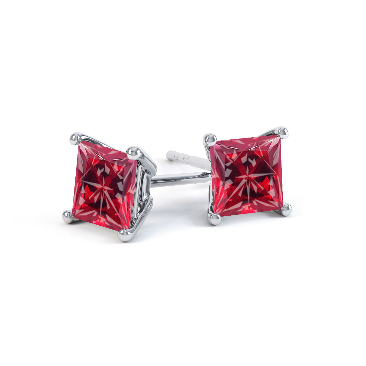 VALENTIA - Princess Ruby 18k White Gold Stud Earrings – Lily Arkwright