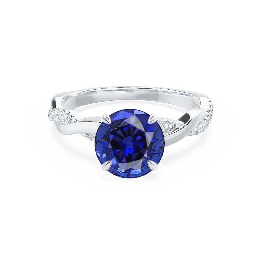 Eden Blue Sapphire & Diamond 18k White Gold Vine Solitaire Ring – Lily ...