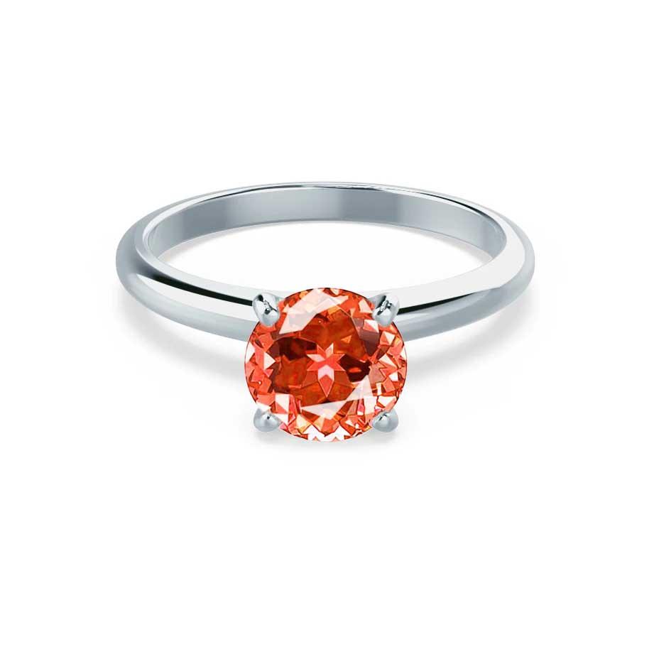 GRACE - Chatham® Lab Grown Padparadscha Sapphire Solitaire 18k White G ...