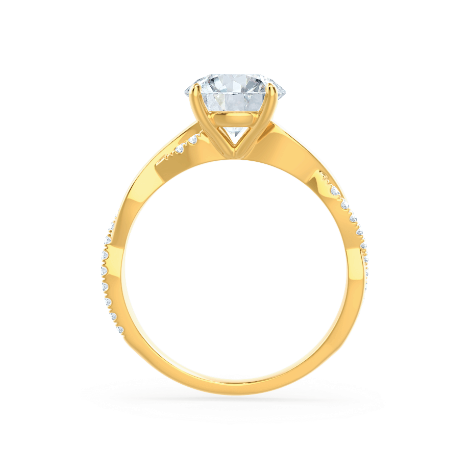 EDEN - Round Lab Diamond 18k Yellow Gold Vine Solitaire Ring | Lily ...