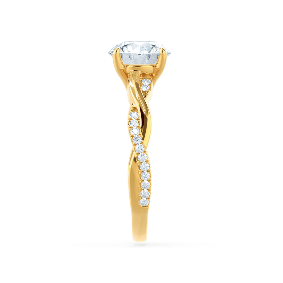 EDEN - Round Lab Diamond 18k Yellow Gold Vine Solitaire Ring | Lily ...