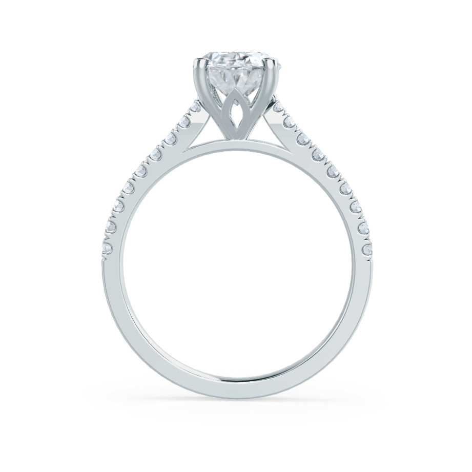 Viola Oval Moissanite & Diamond Platinum Shoulder Set Ring – Lily ...