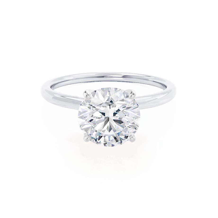 LULU - Round Lab Diamond 18k White Gold Solitaire Ring Engagement Ring ...