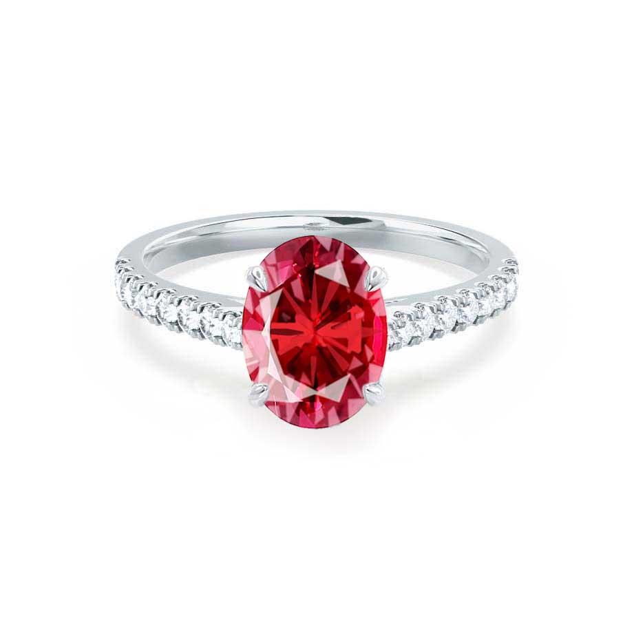 VIOLA - Chatham® Ruby Oval & Diamond 950 Platinum Shoulder Set Ring ...