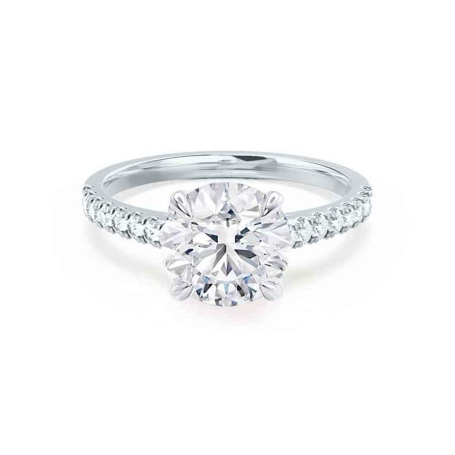 VIOLA - Round Moissanite & Diamond 950 Platinum Shoulder Set Ring ...