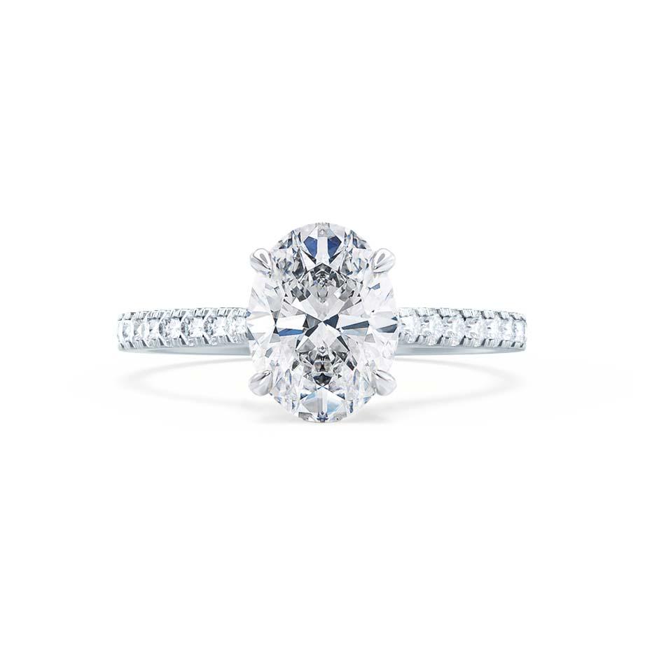 Viola Oval Moissanite & Diamond Platinum Shoulder Set Ring – Lily ...